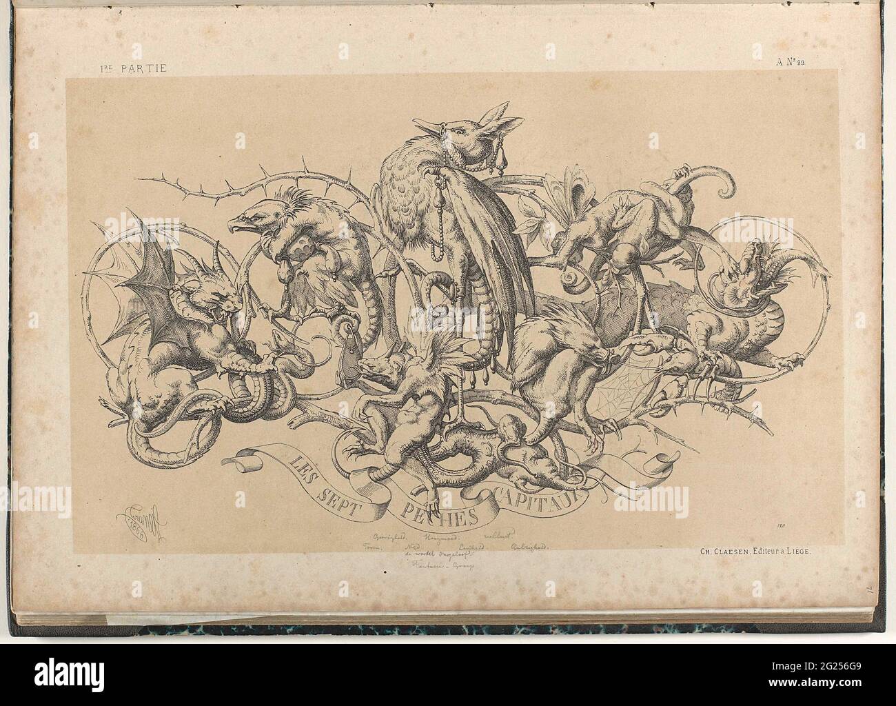 Fantasage animals that depict the seven deadly sins; Les Sept Peches ...