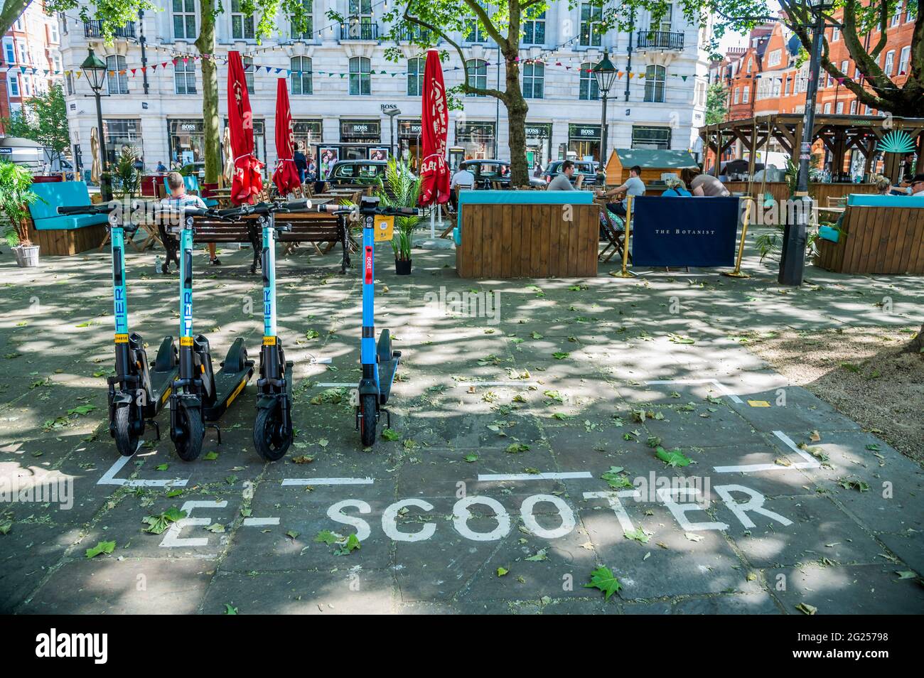 London, UK. 8th June, 2021. Electric scooters (e-scooters) are now ...