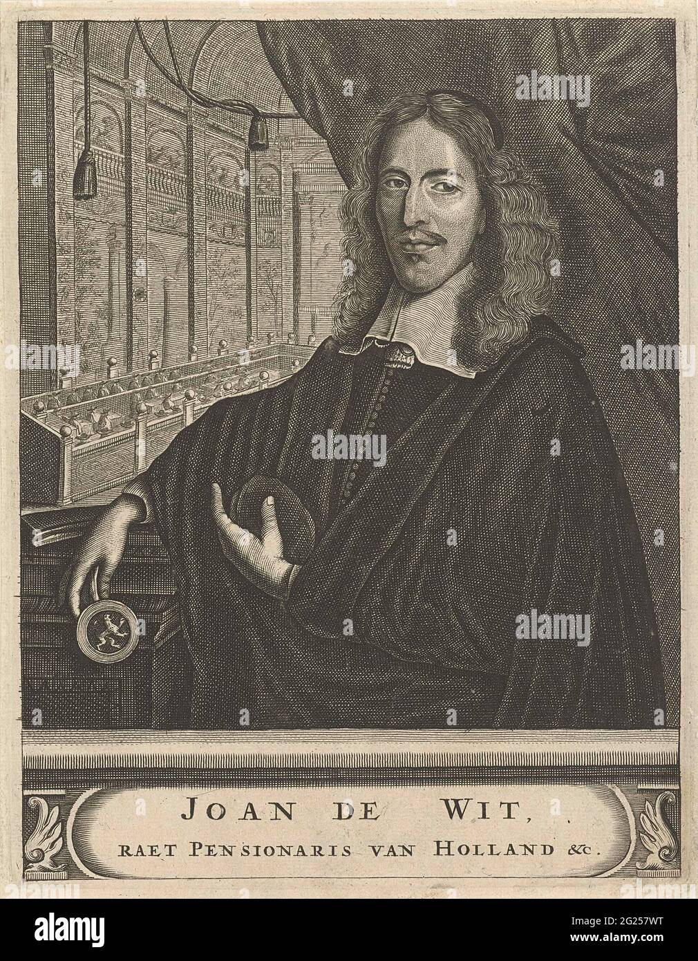 Portrait of Johan de Witt. Portrait in half of Johan de Witt, dressed ...