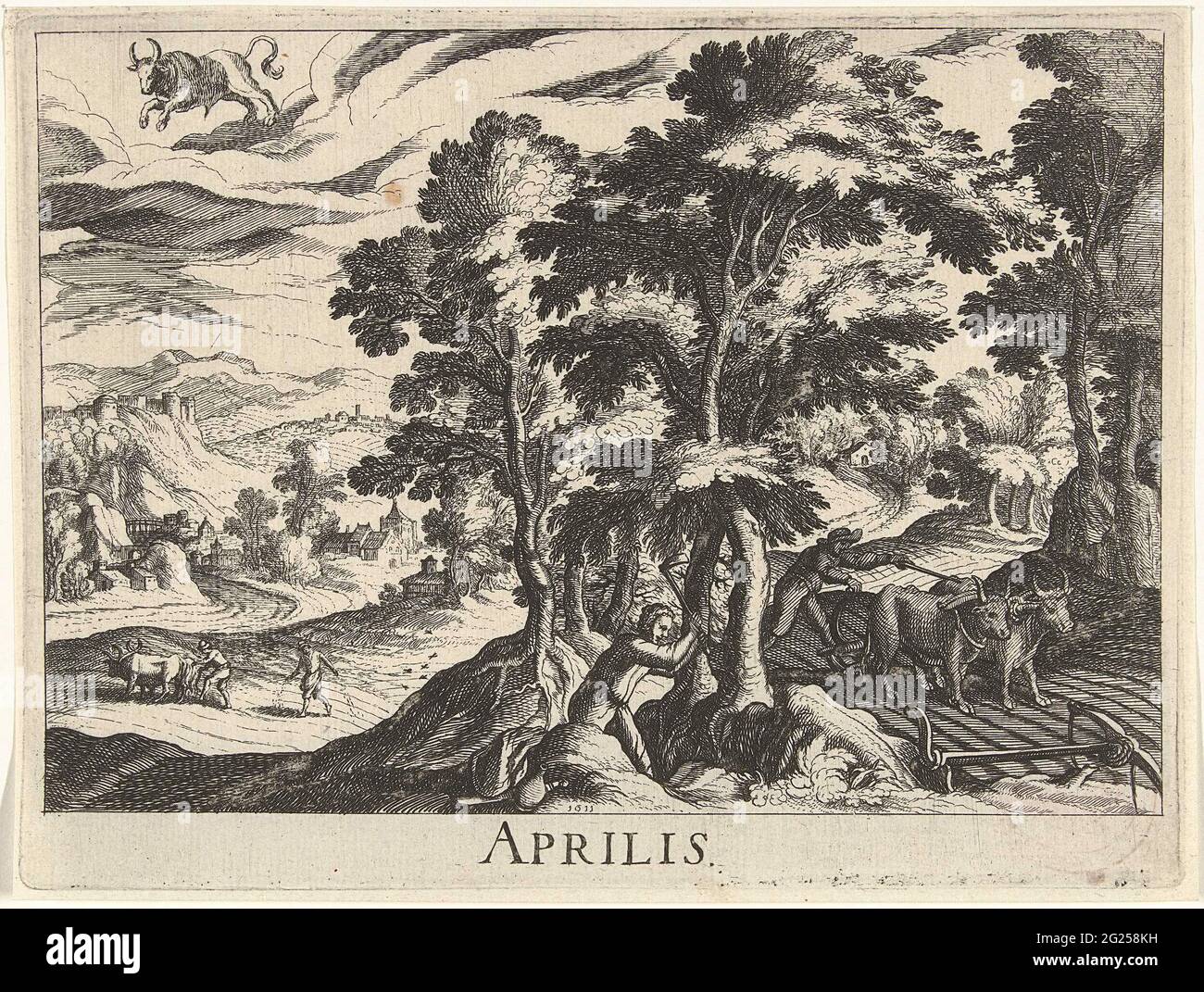 April; Aprilis; Twelve months. The month of April is represented by a ...