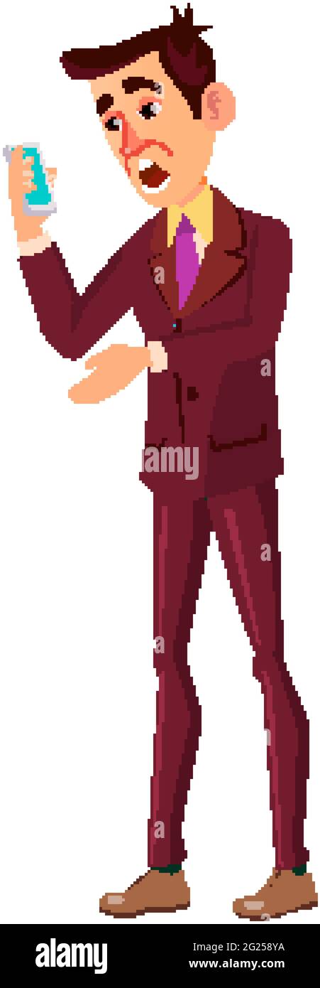 terrified man reading scary sms message on phone cartoon vector Stock ...