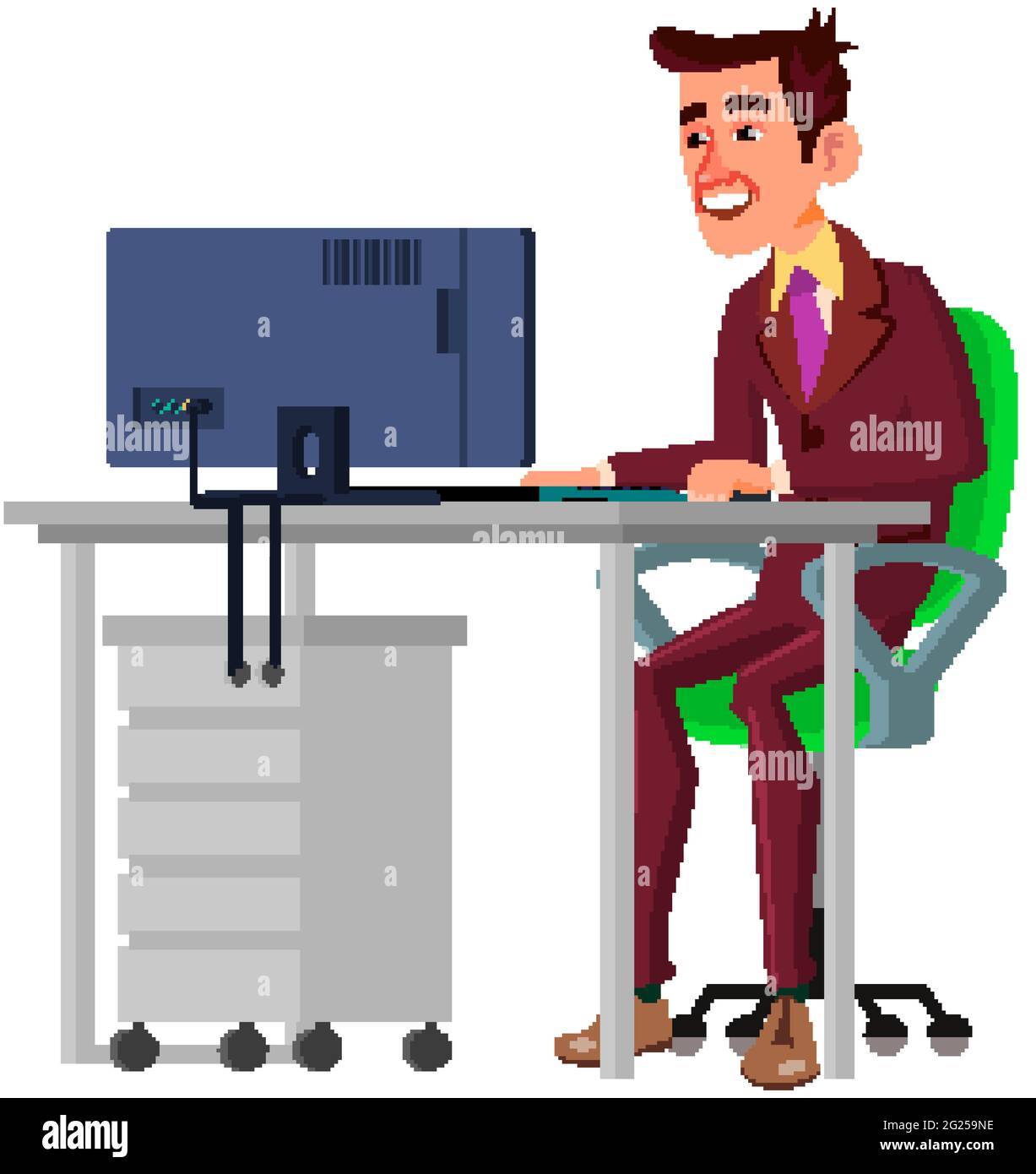 smiling elegant man online communicate with customer on computer ...