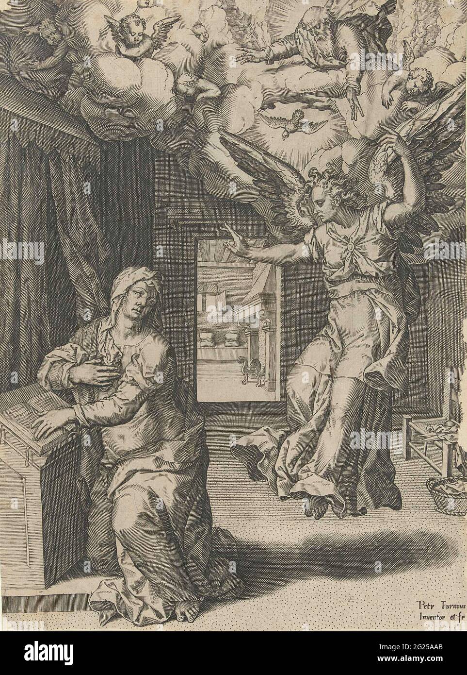Announcement of the birth of Christ to Mary. The angel Gabriel appears ...