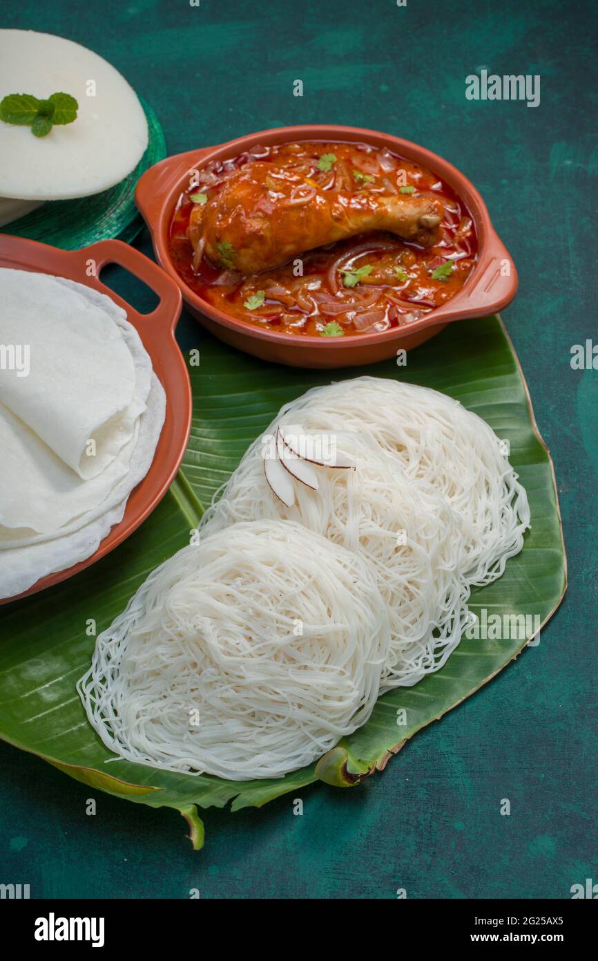 Chicken curry with pathir and ideyappam,a good combination of chicken ...