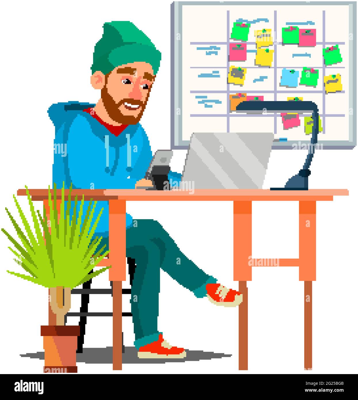 sales manager man planning company strategy on notebook in office ...