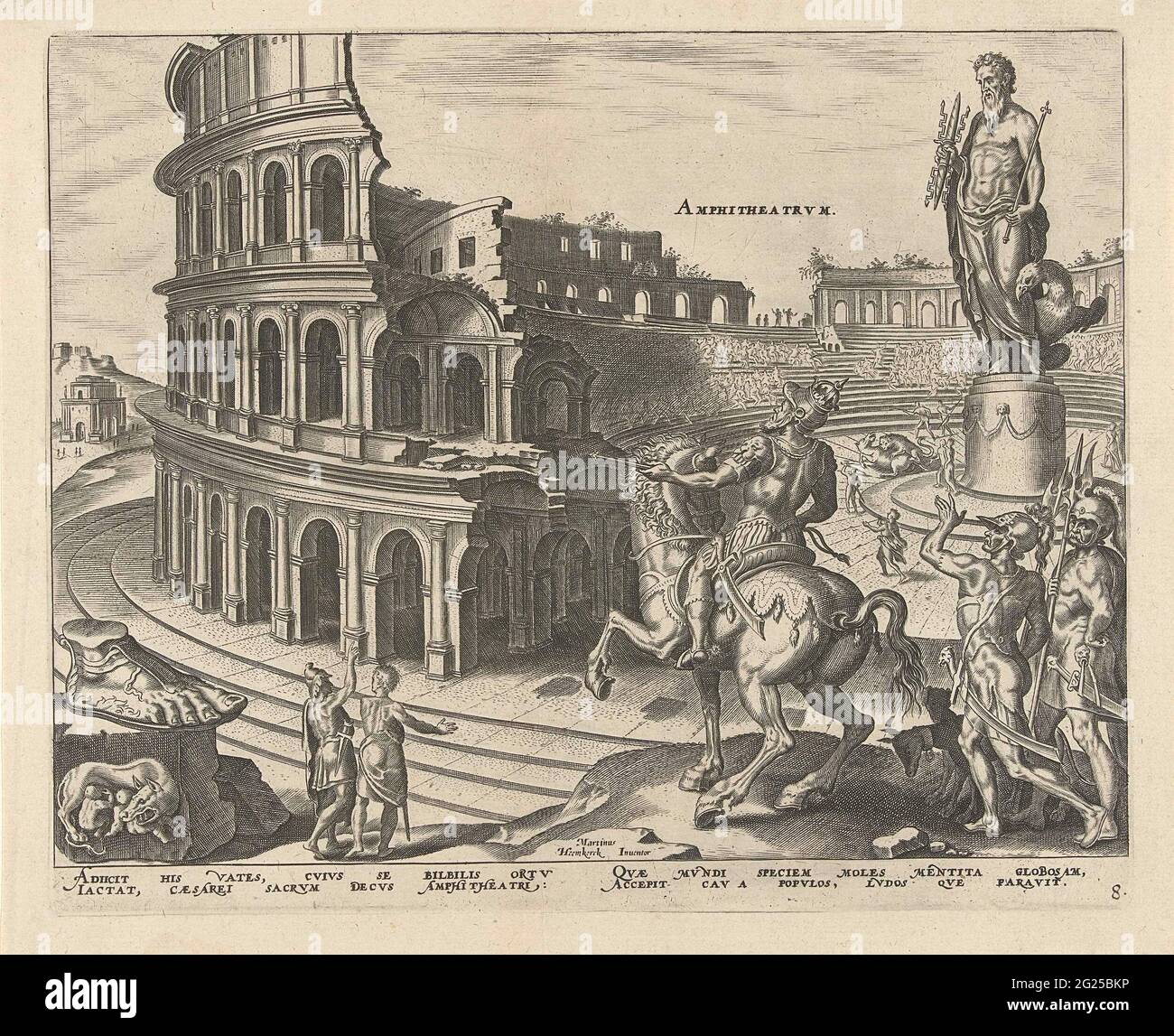 Colosseum in Rome; Amphitheatrvm; The eight world wonder. The ruins of ...