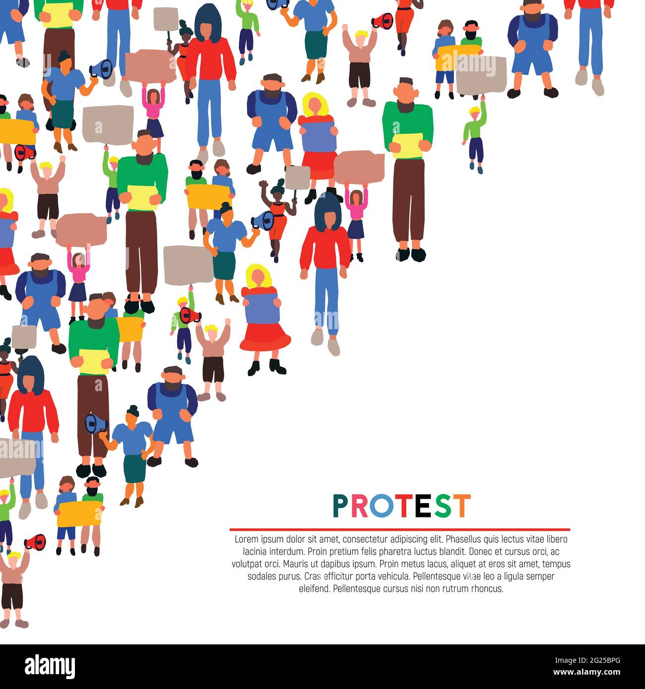 Protesters people on a white background. Revolution vector illustration ...