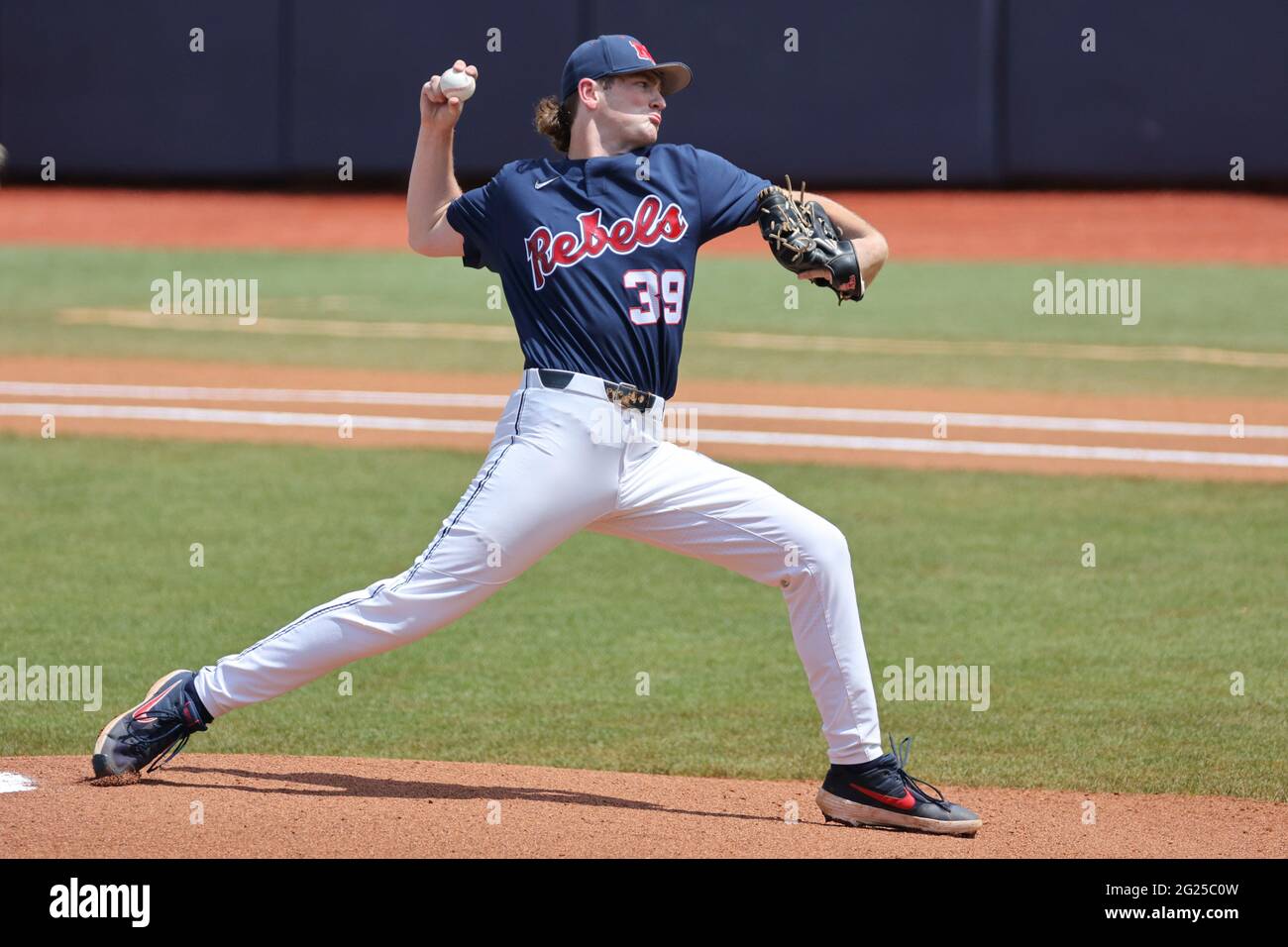 Oxford, MS, USA. 07th June, 2021. Ole Miss pitcher Jack Dougherty (39 ...
