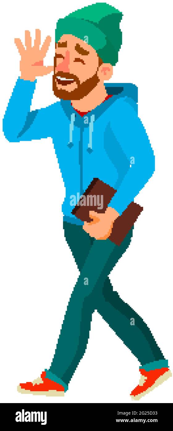 happy man walking after success test in college cartoon vector Stock ...