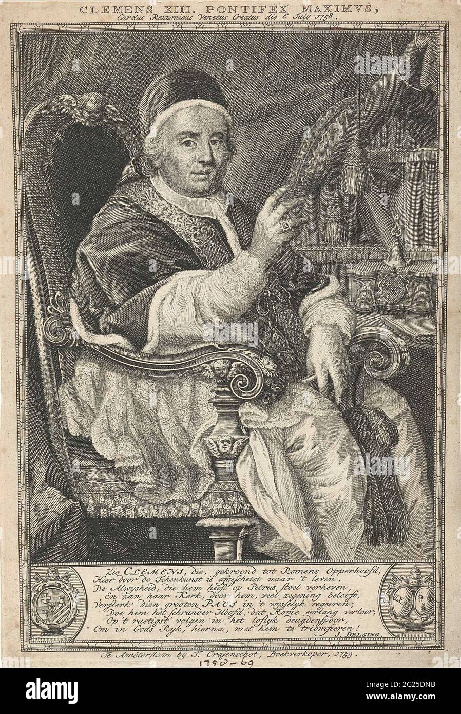 Portrait of Pope Clemens XIII; Clemens XIII. Pontifex Maximus. Pope ...