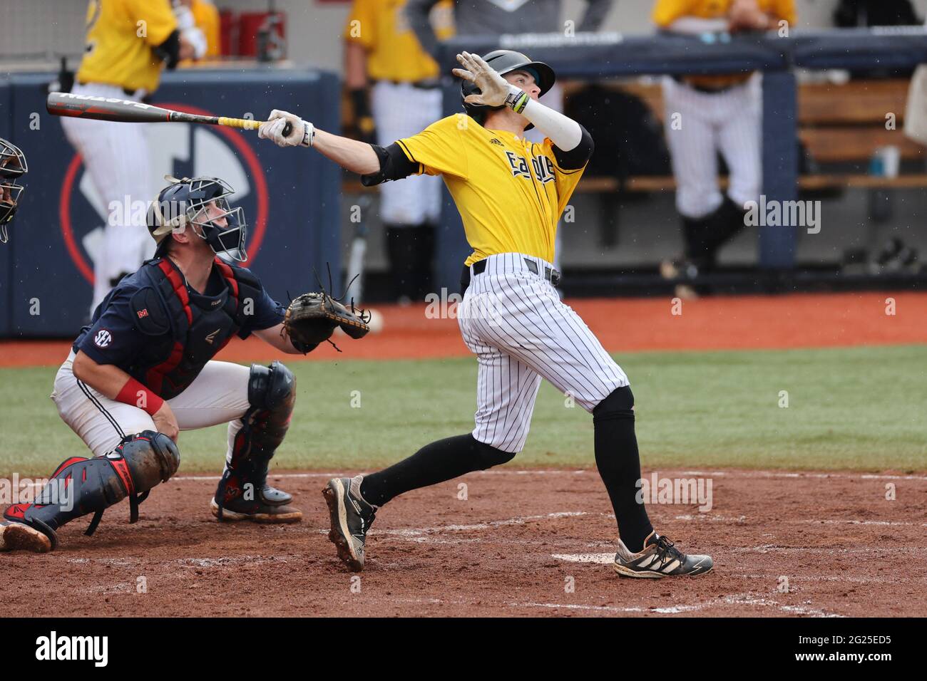 June 07, 2021: Southern Miss infielder Reed Trimble (16) hits a home ...