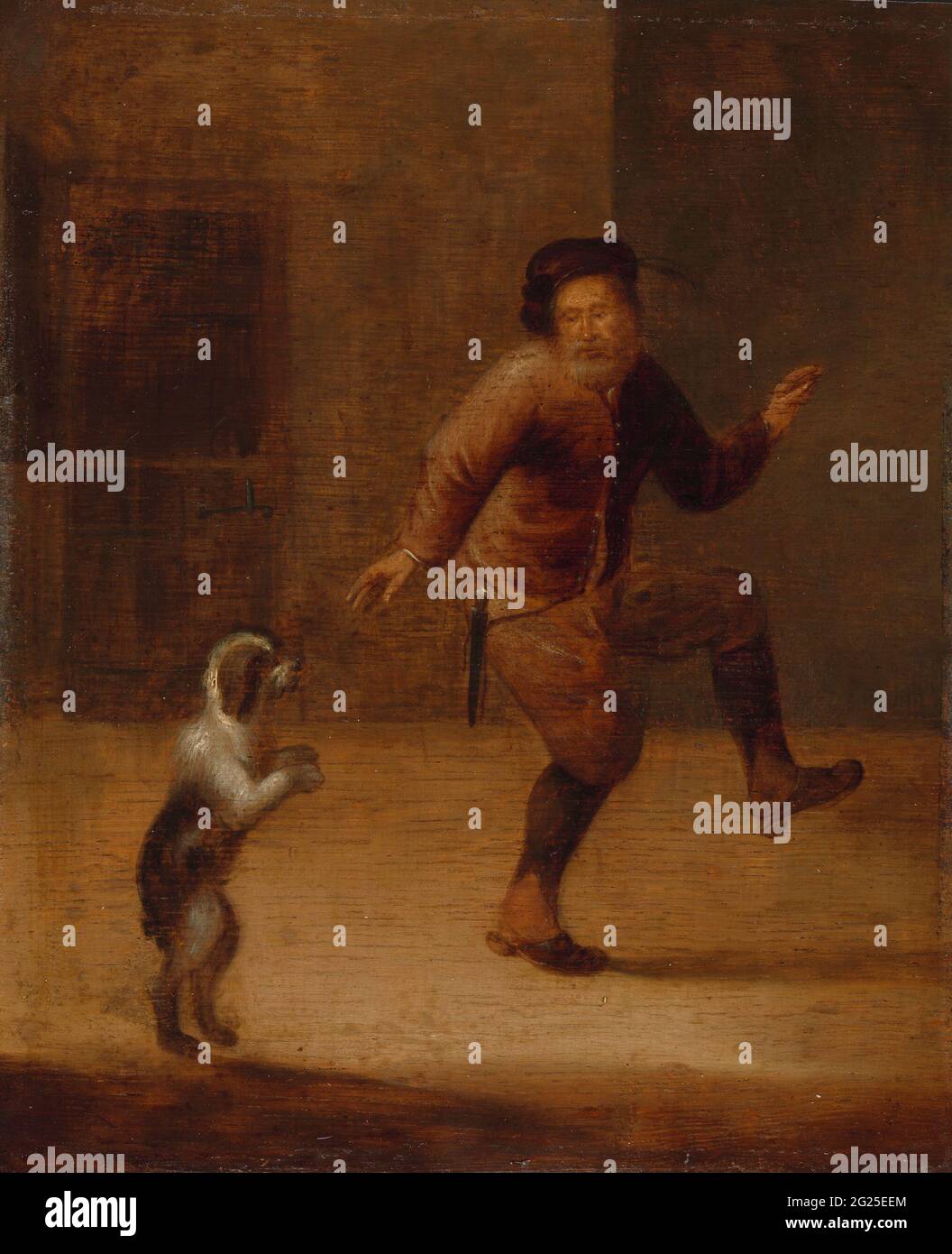 A Man Dancing With A Dog. A man with a beard dancing with a dog Stock ...