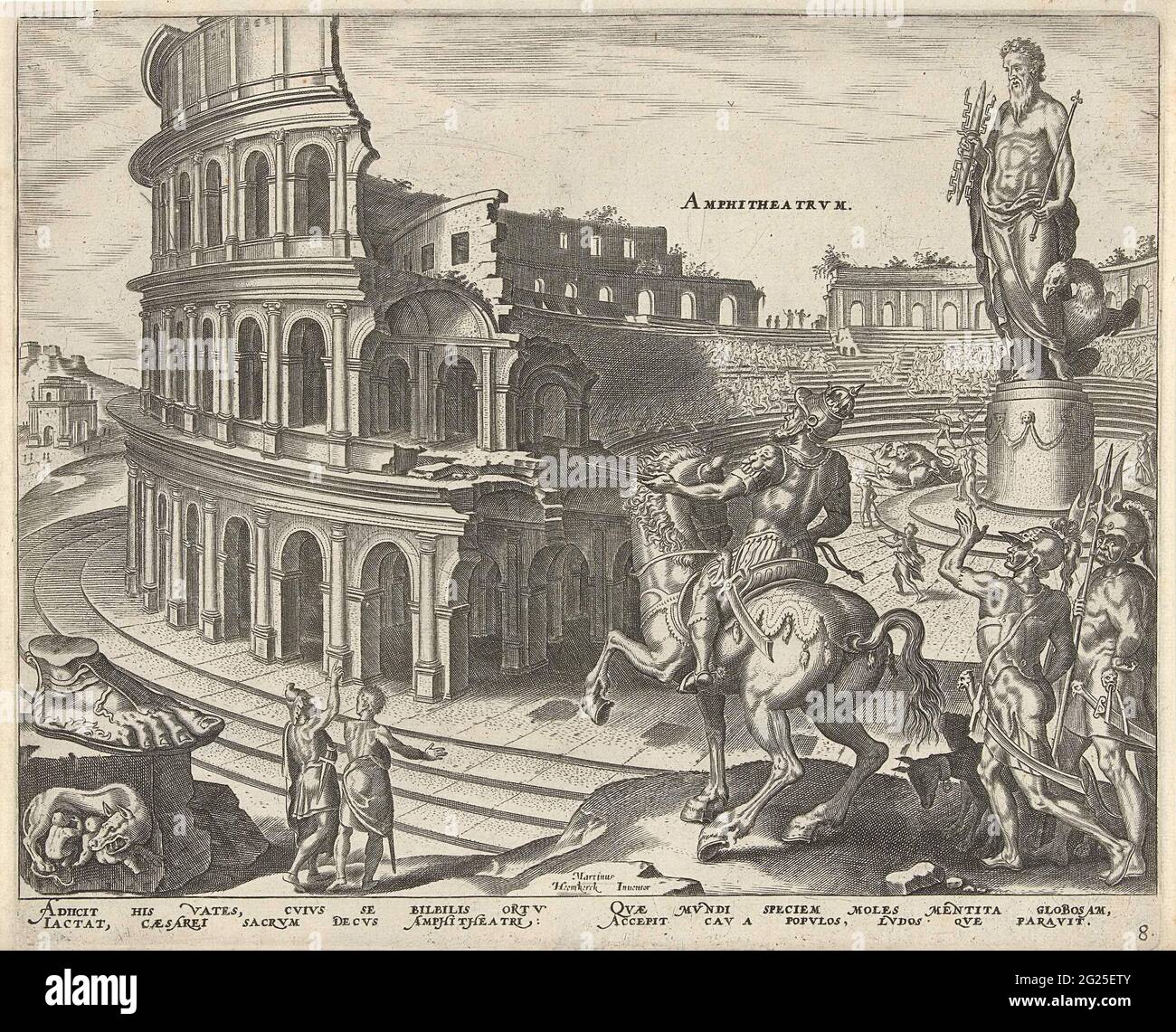 Colosseum in Rome; Amphitheatrvm; The eight world wonder. The ruins of ...