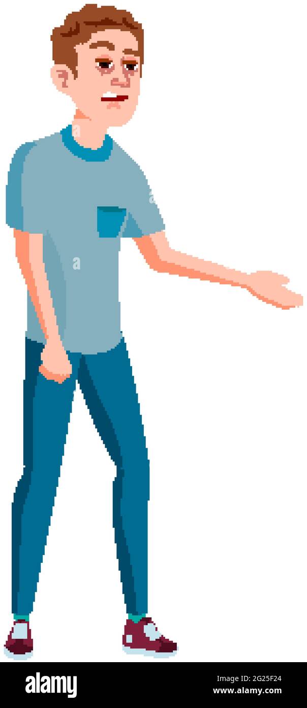 young man show friend lost key in room cartoon vector Stock Vector ...