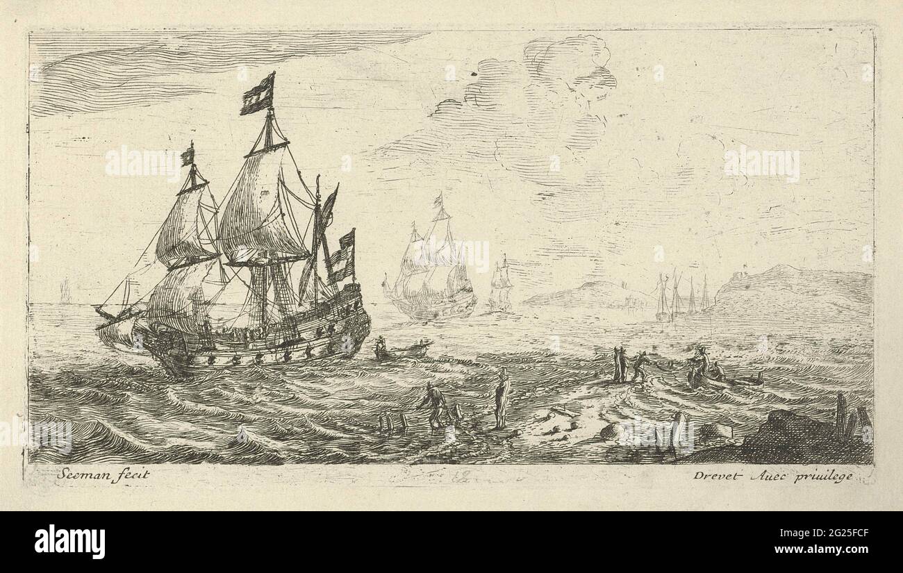 Ships for a coast; Different seascapes and landscapes. Three large ...