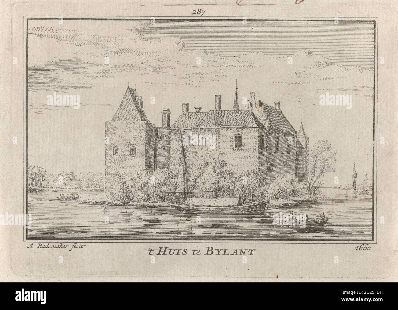 Bylandt Castle; 't House in Bylant 1660. View of Castle Bylandt, also ...