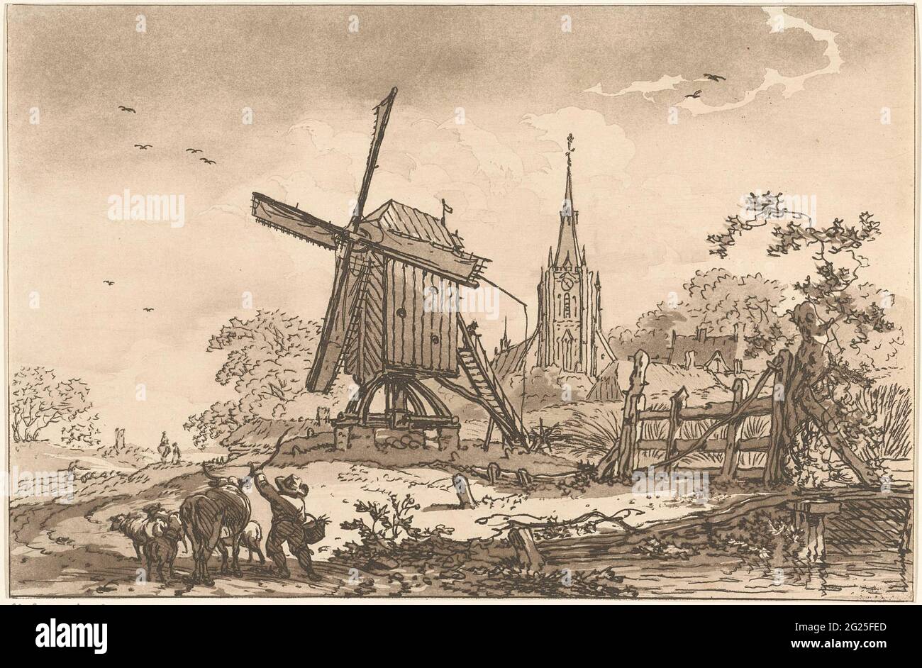 Landscape with a windmill and a church; Twelve designs calculated for ...
