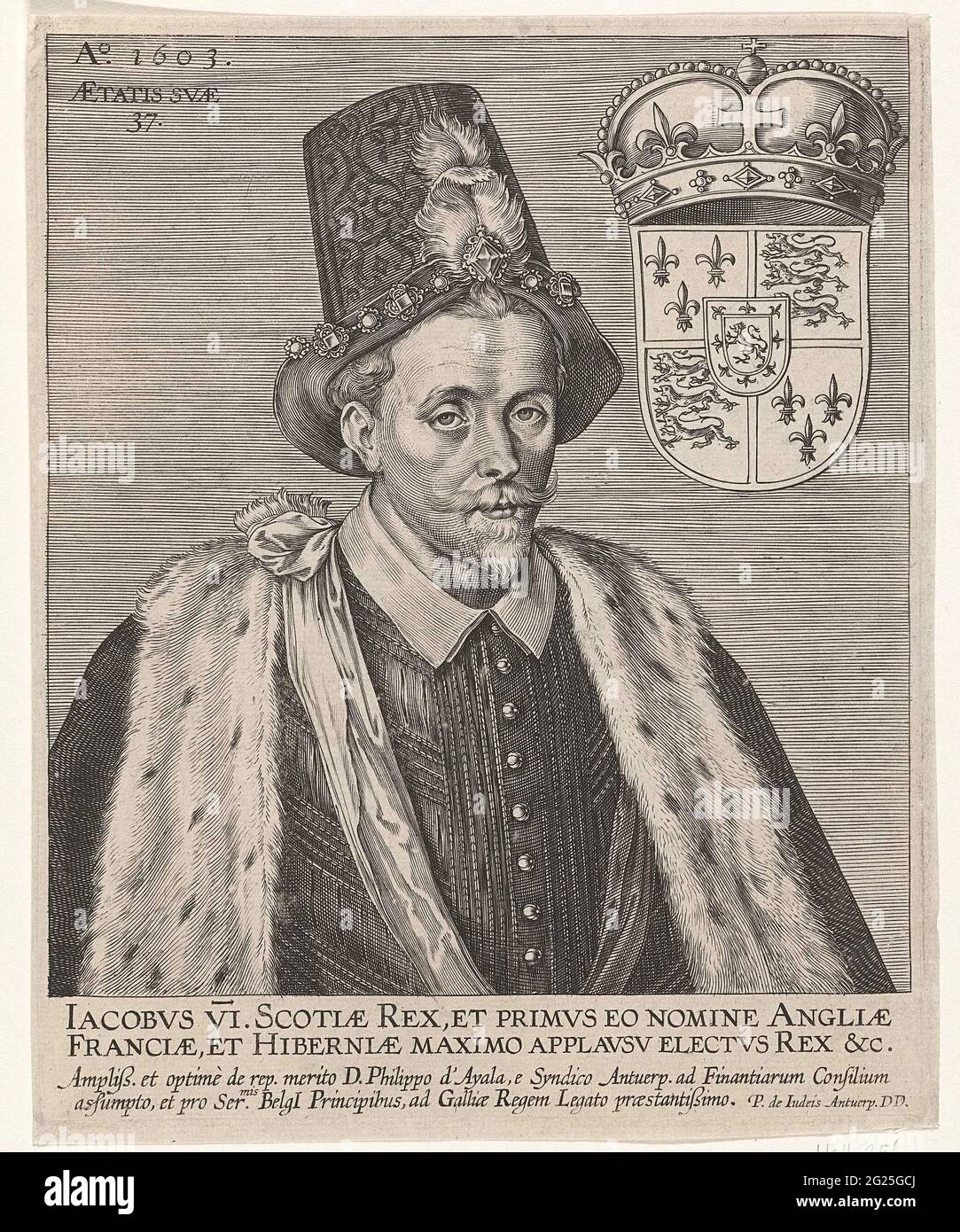 Portrait of James VI. Bust portrait of James VI, king of Scotland. He ...