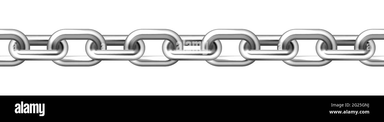 Realistic seamless metal chain with silver links isolated on white ...