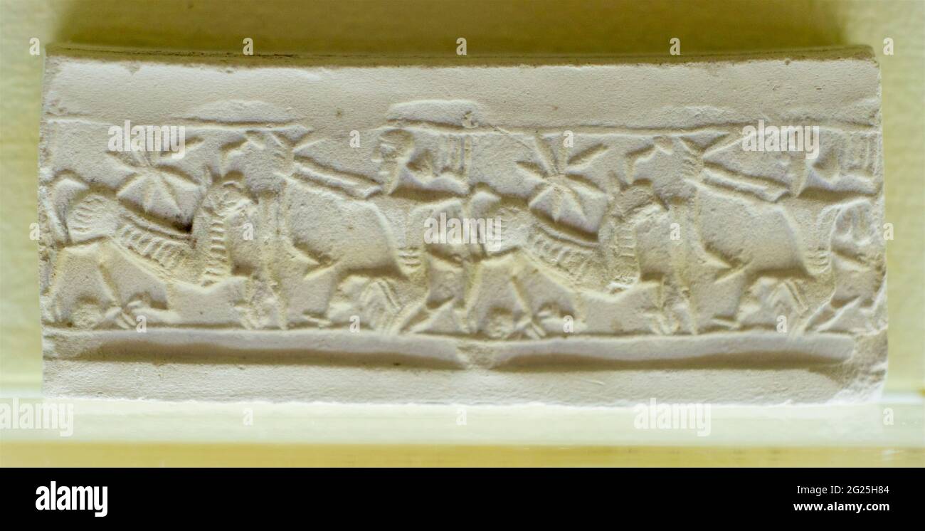 Sumerian cylinder seals rolled-out... Archeological Museum, Istanbul ...
