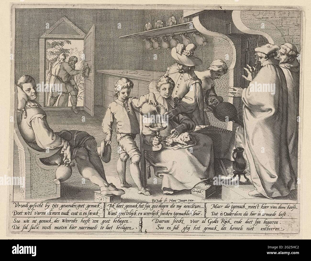 Allegory on umity; Memper. Kitchen interior with figures that ...