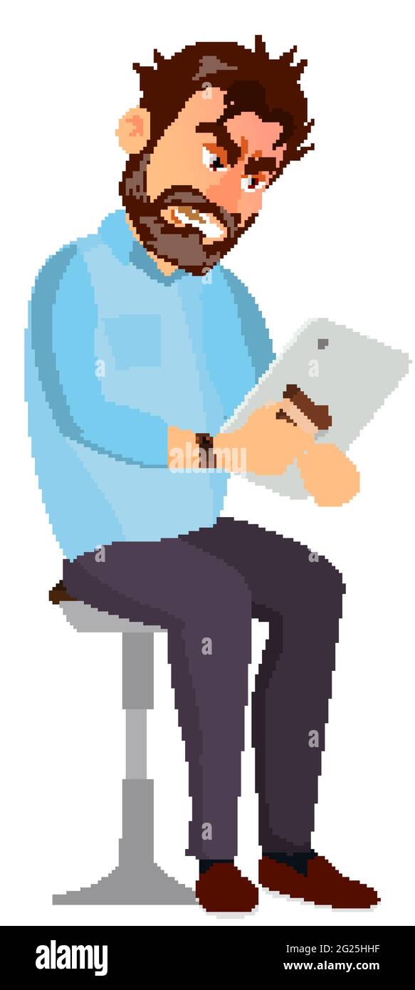 blogger man anger on hating comments in vlog cartoon vector Stock ...