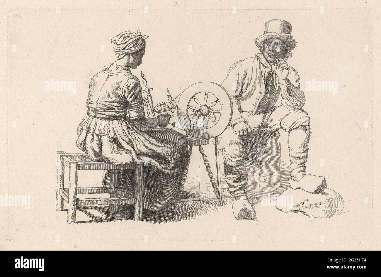Study magazine with a woman on a spinning wheel and a seated man; Study ...