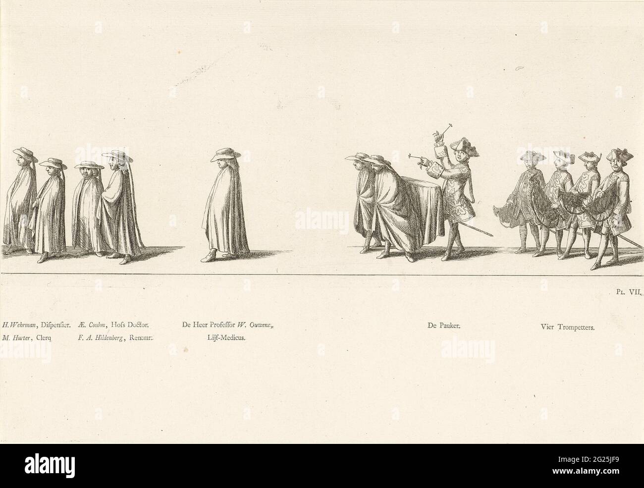 Court and musicians in the funeral procession of Princess Maria Louise ...