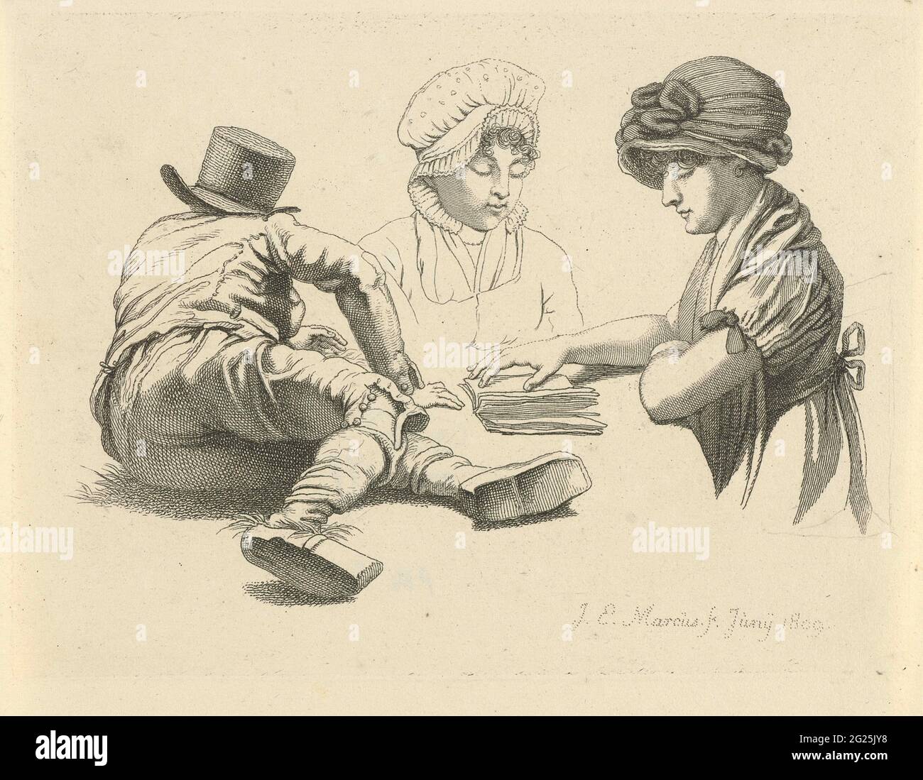 Study magazine with a horizontal man and two ladies; Study pictures ...