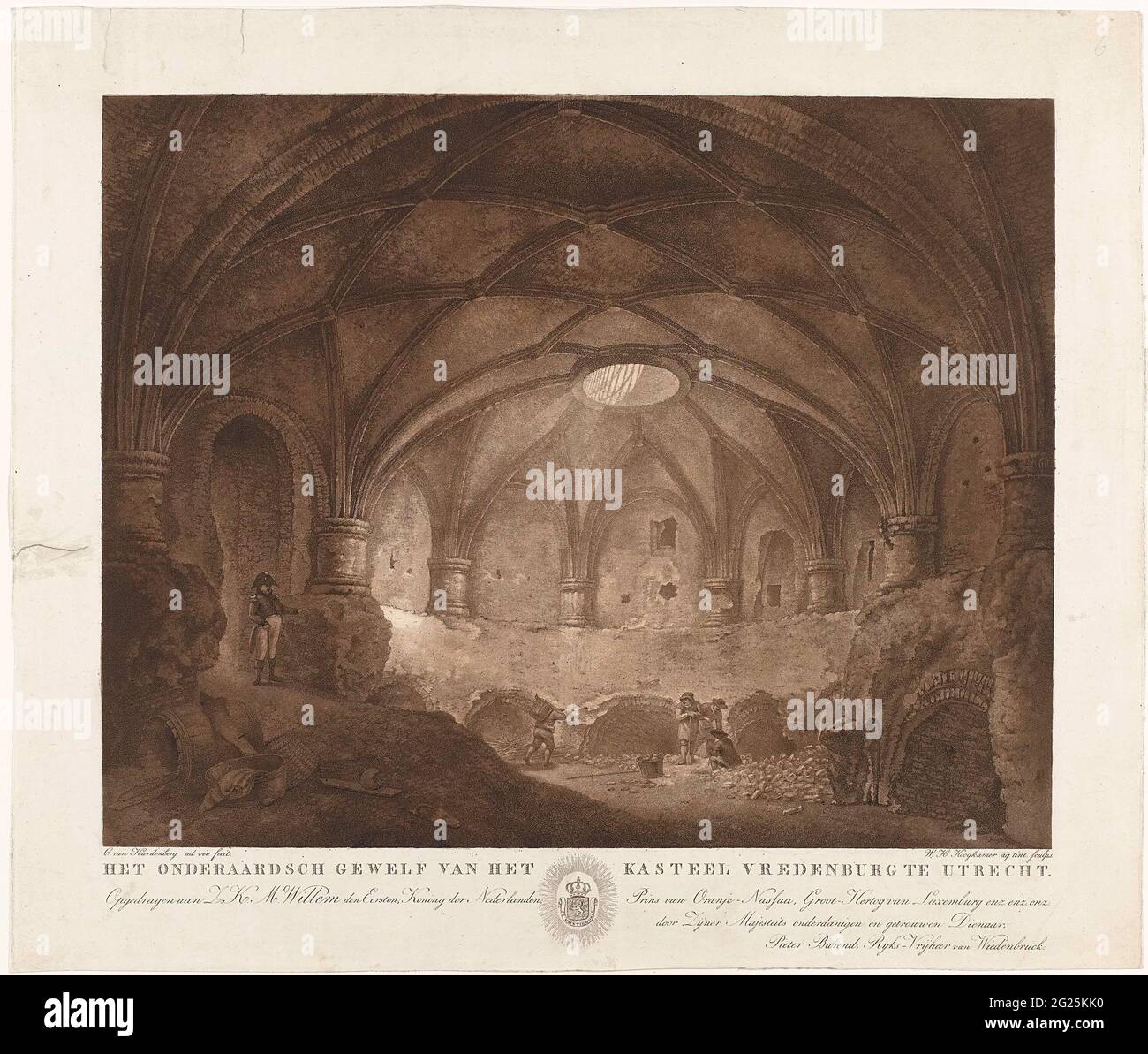 The underground vault of the Vredenburg Castle in Utrecht. First print ...