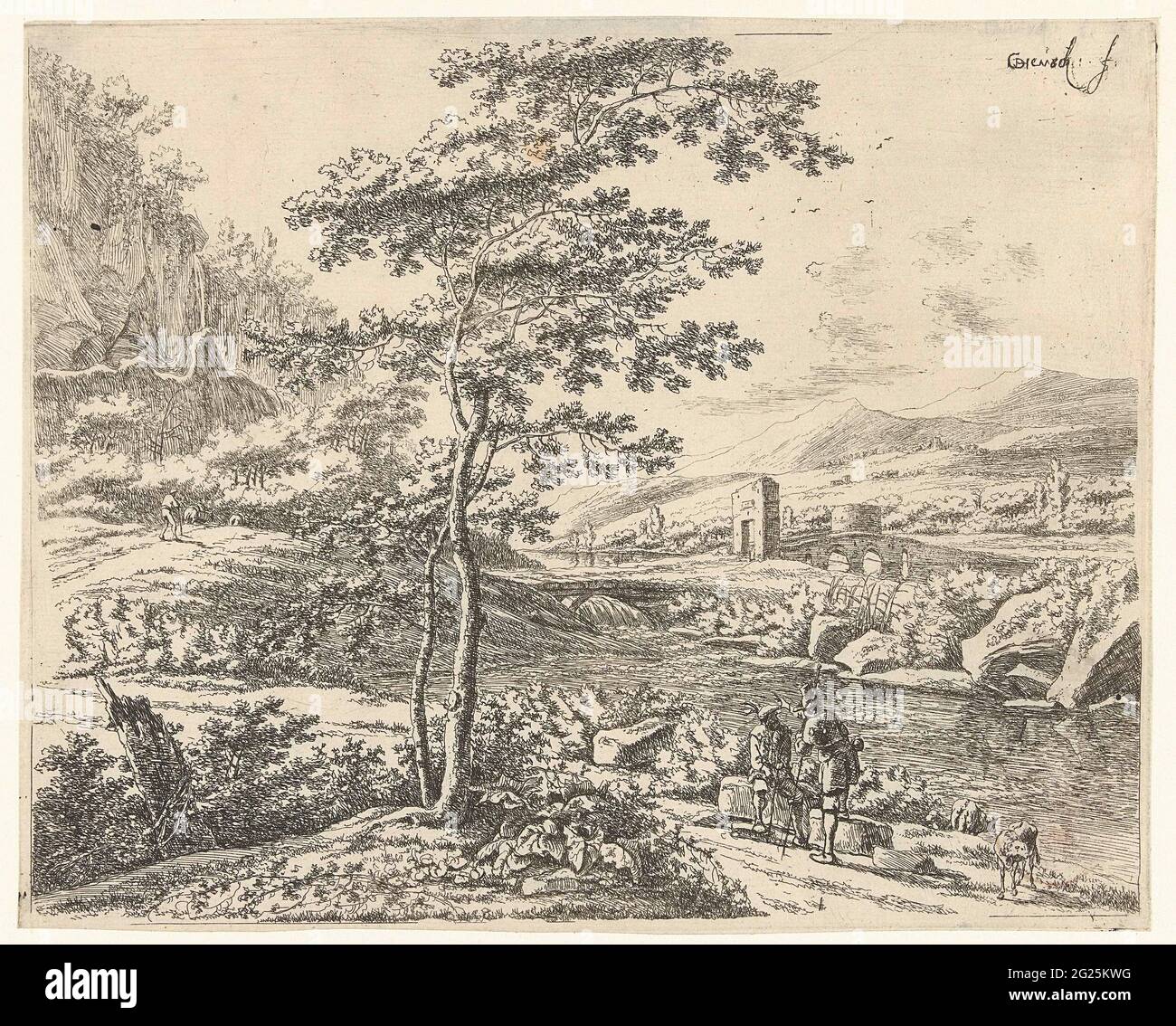 Landscape with a pilgrim and a shepherd; Landscapes with figures. A ...