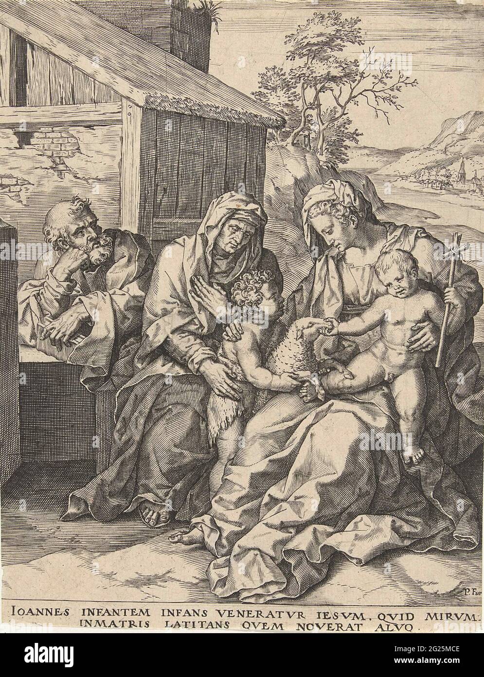 Holy Family with Elisabet and John the Baptist. Elisabet, Maria and ...
