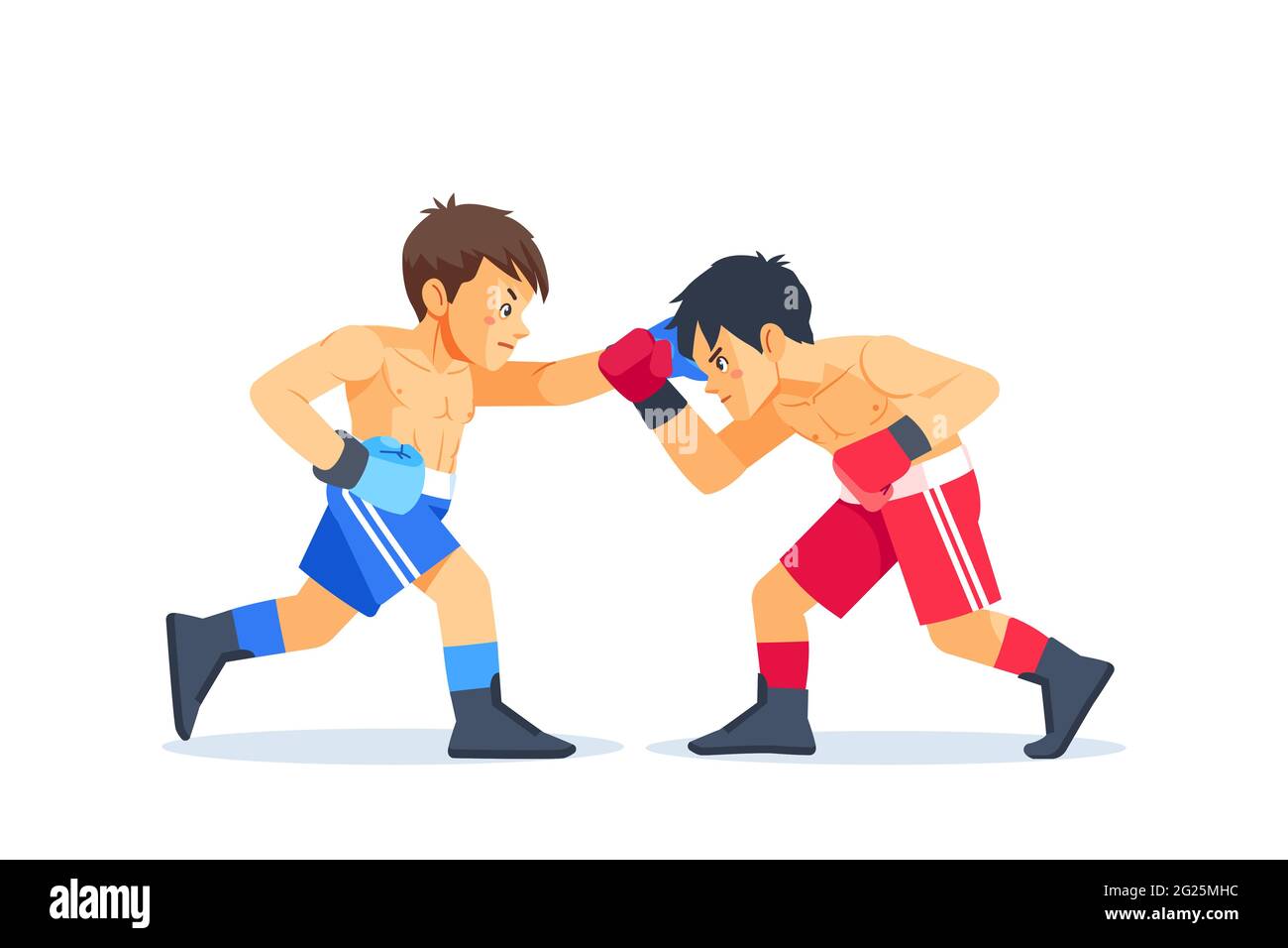 Friends training boxing skills. Teen boys wearing gloves, fighting ...