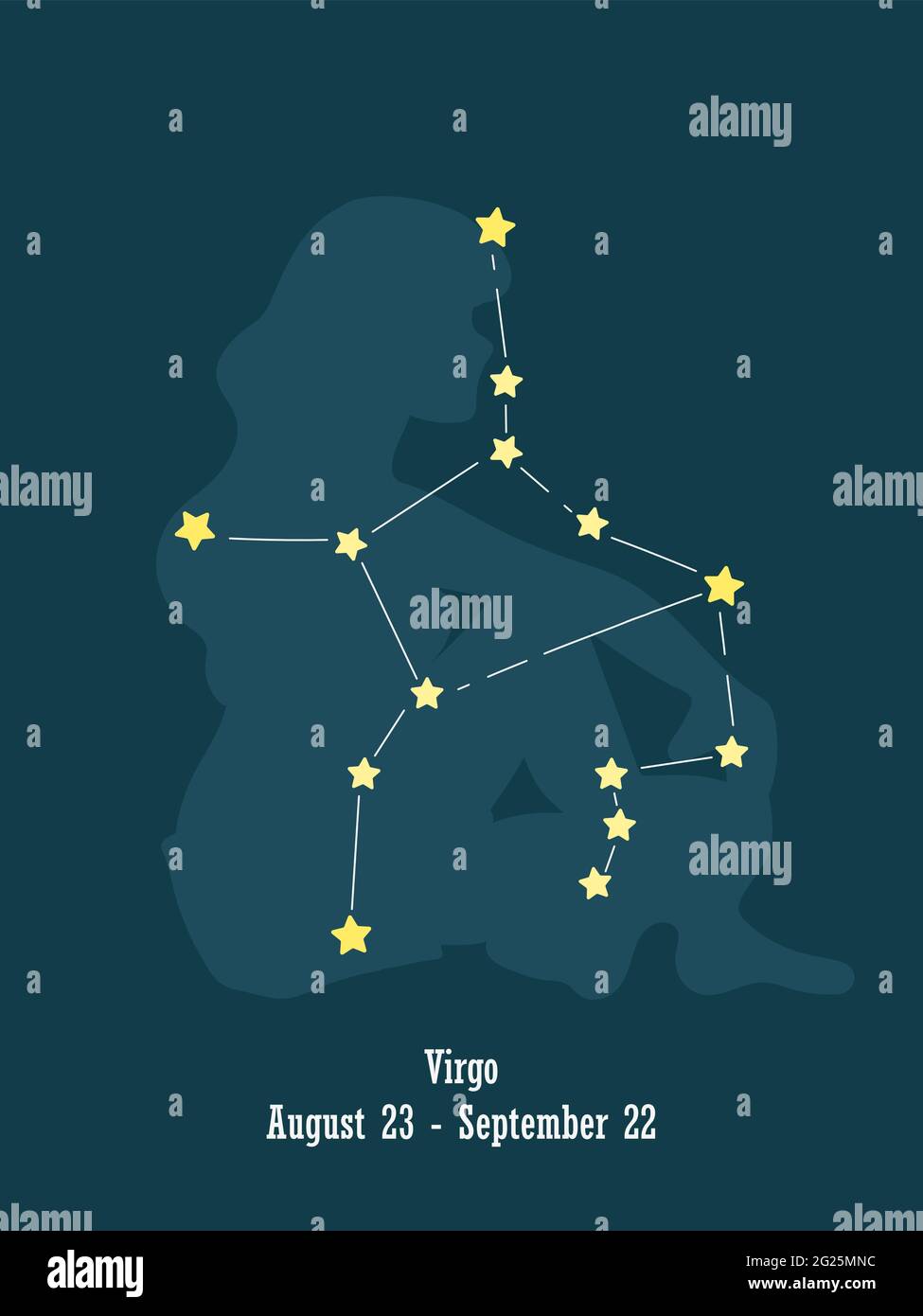 Virgo. Zodiac sign design. Zodiac design with star grid. Abstract Virgo ...