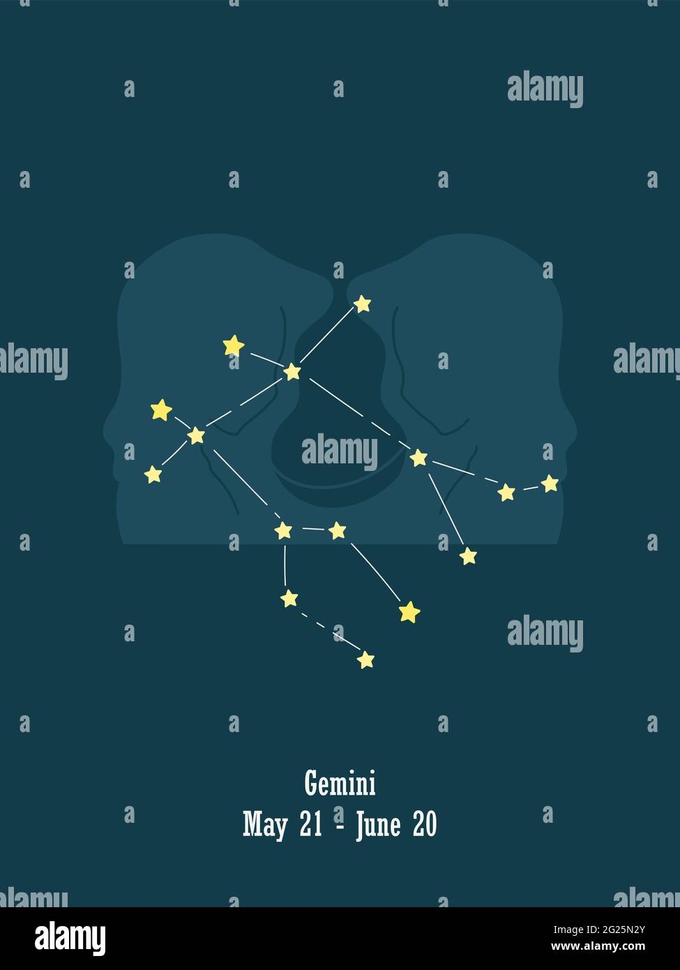 Gemini. Zodiac sign design. Zodiac design with star grid. Abstract ...