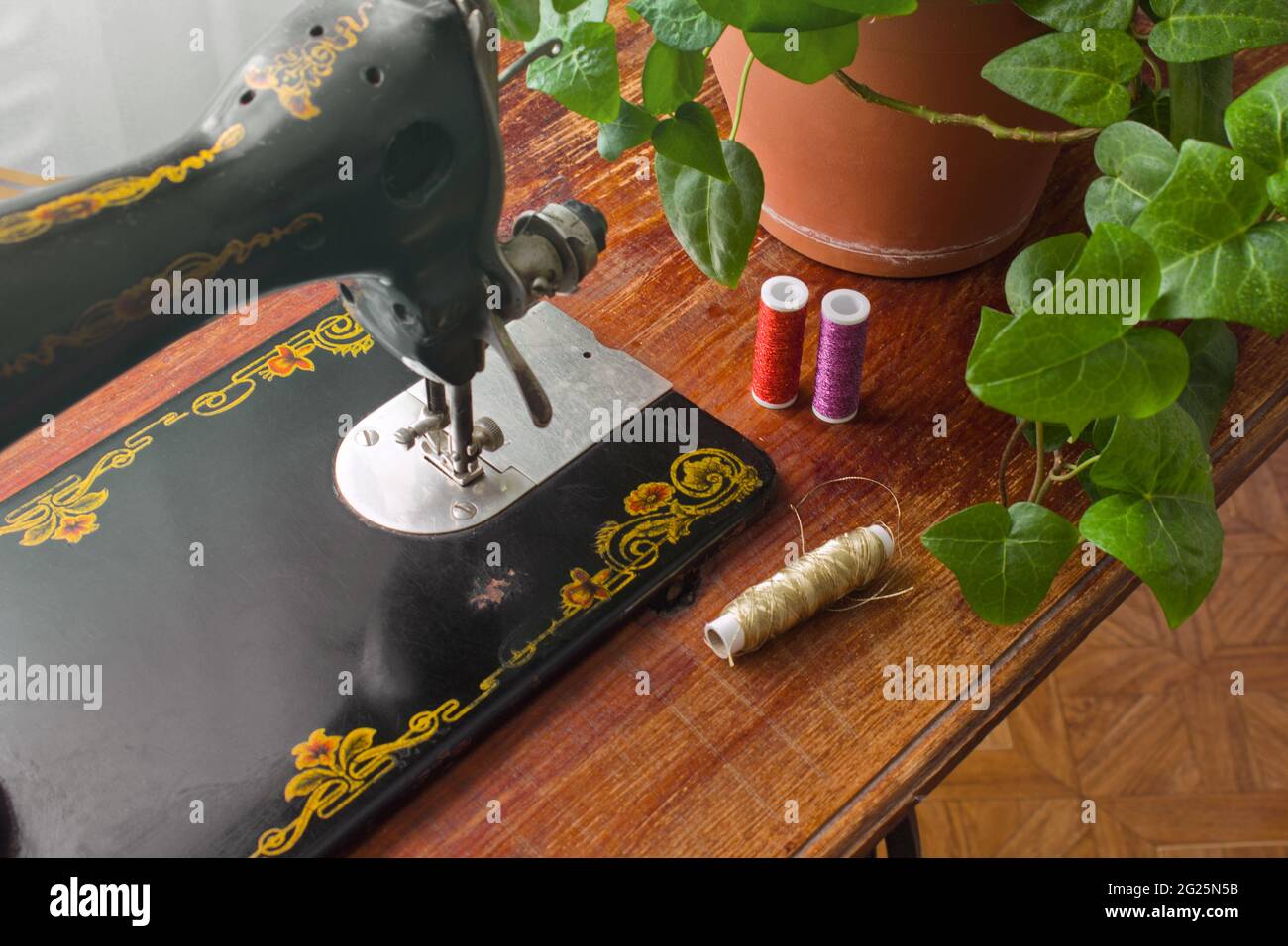 Sewing thread on a sewing machine Stock Photo - Alamy