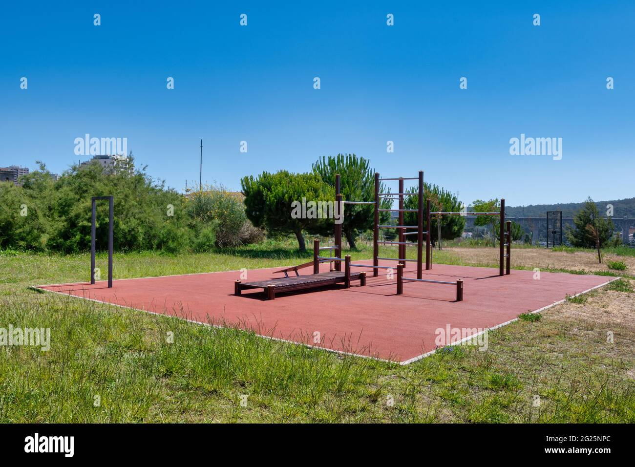 outdoor public gym in a garden Stock Photo - Alamy