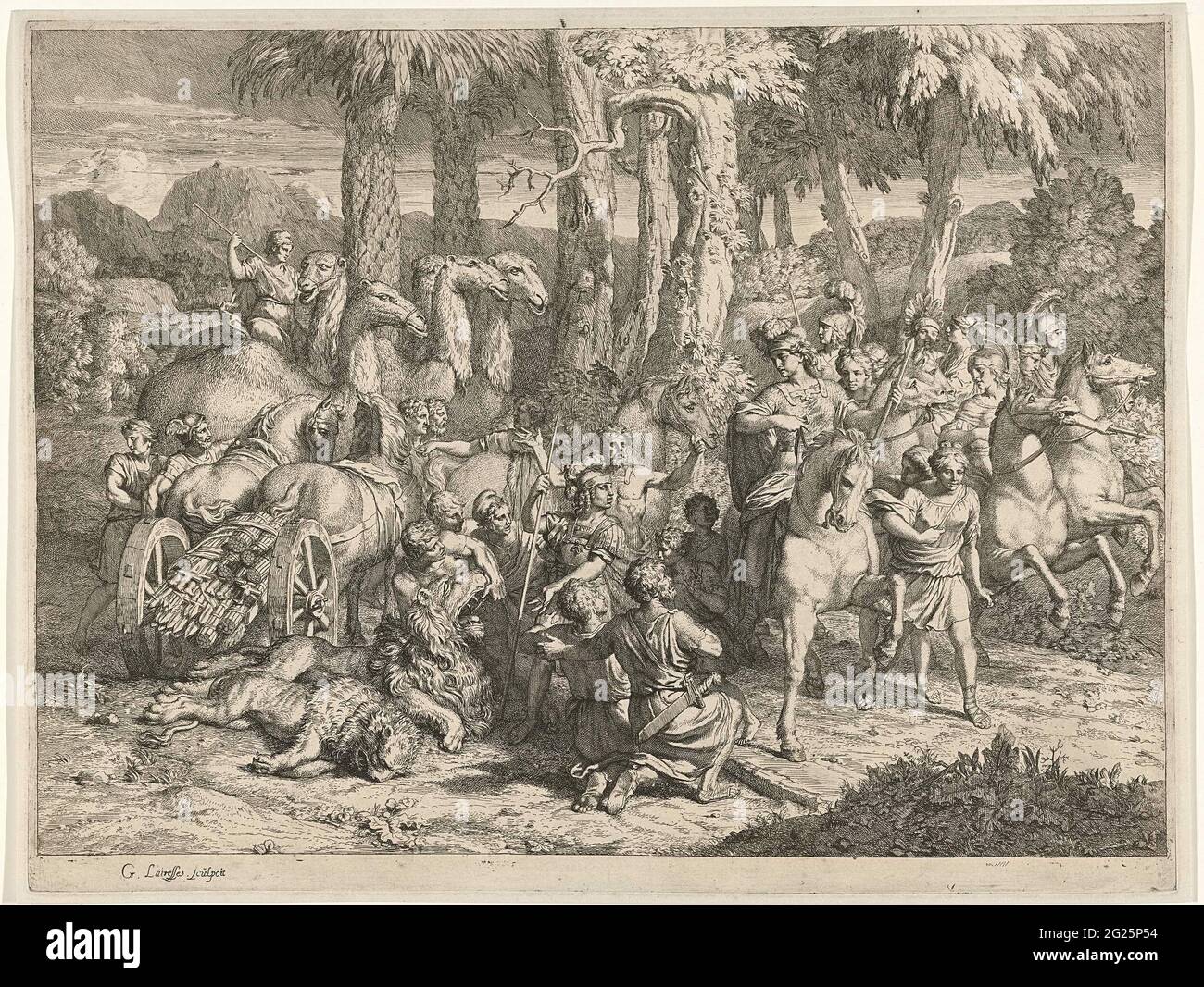 Semiramis is shown two dead lions. The Assyrian Queen Semiramis on ...