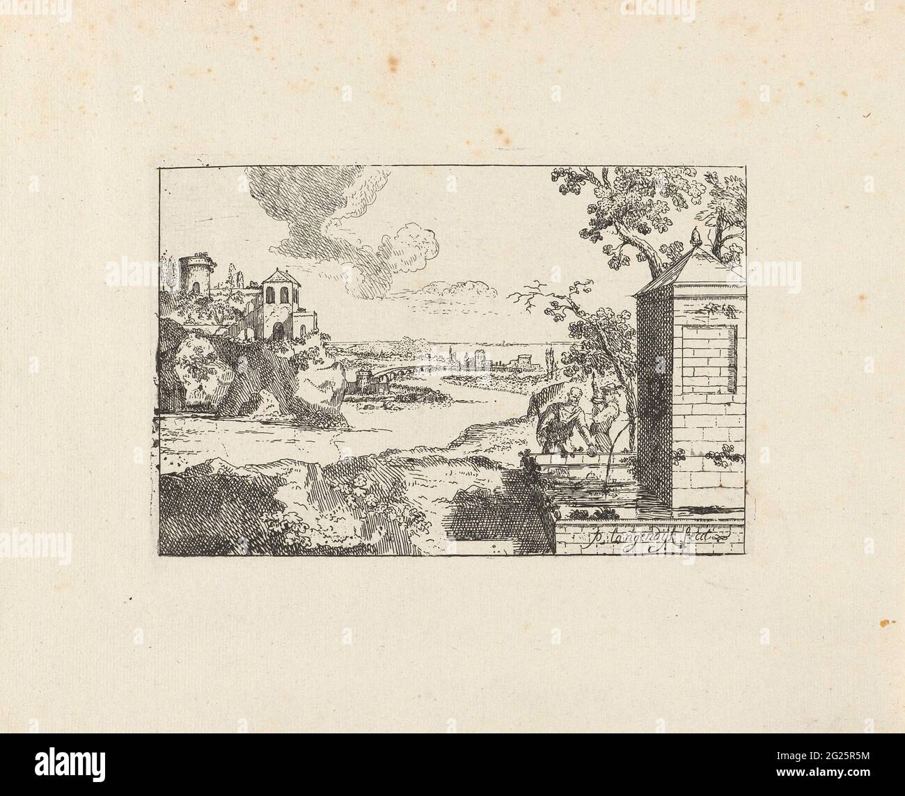 River face with figures at a source. River face with the right in the ...