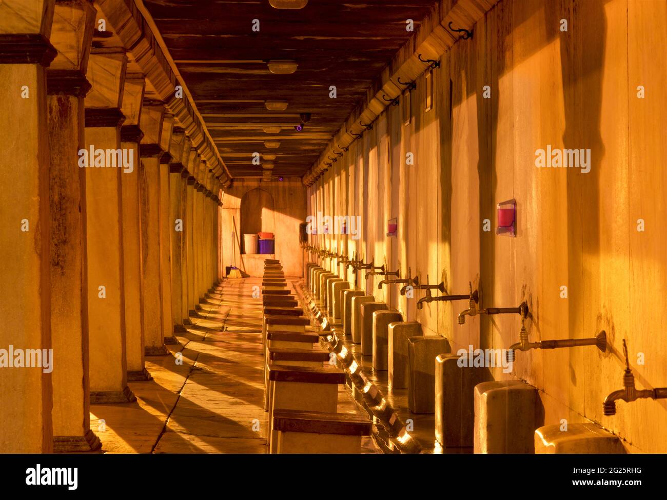The ablutions area for ritual washing, wudu. Sultan Ahmed Mosque, also ...