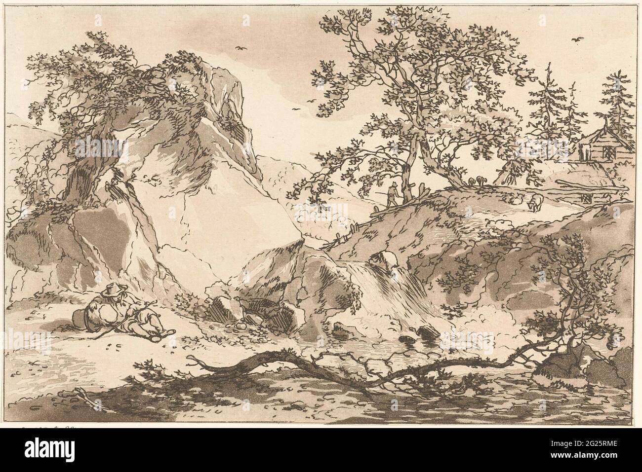 Hilly landscape with a resting man; Twelve designs calculated for the ...
