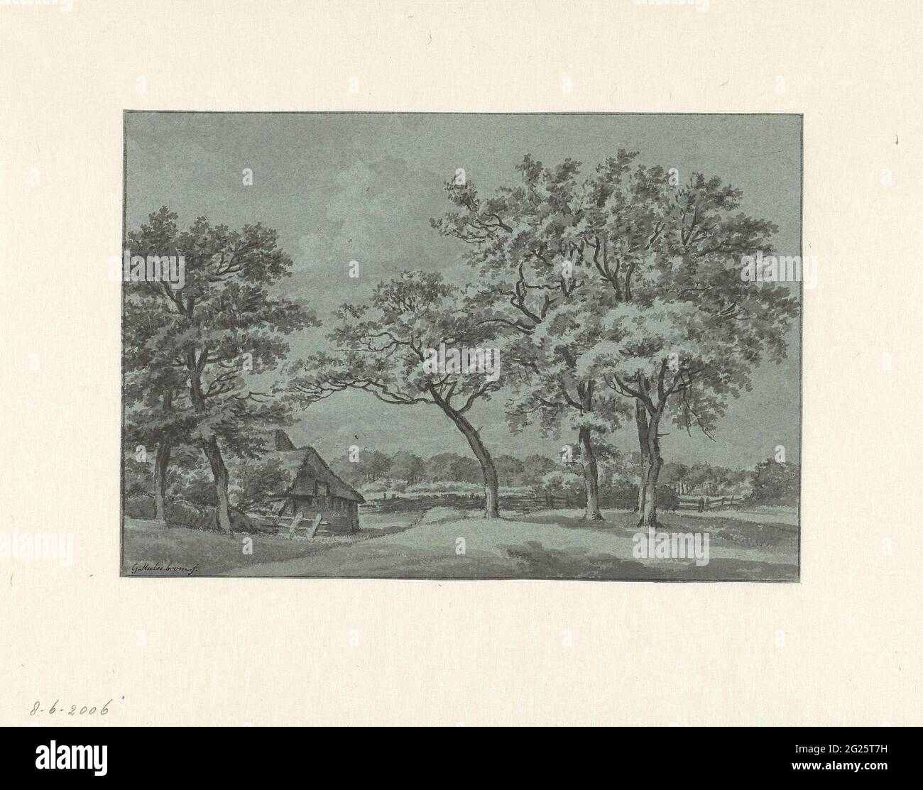 Farm under trees Stock Photo - Alamy