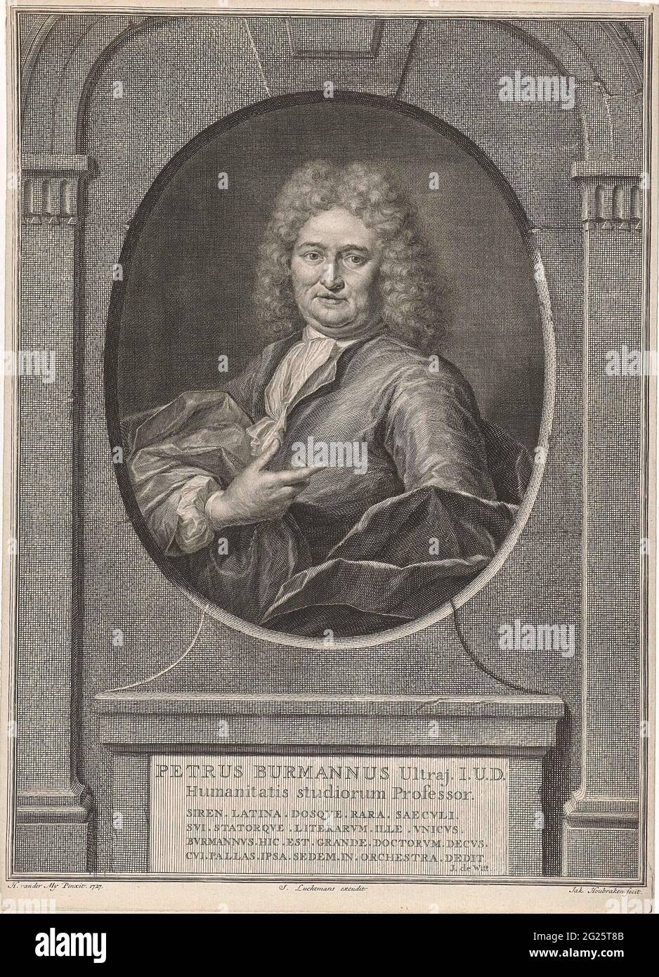 Portrait of Pieter Burman; Petrus Burmannus. Portrait in half by Pieter ...