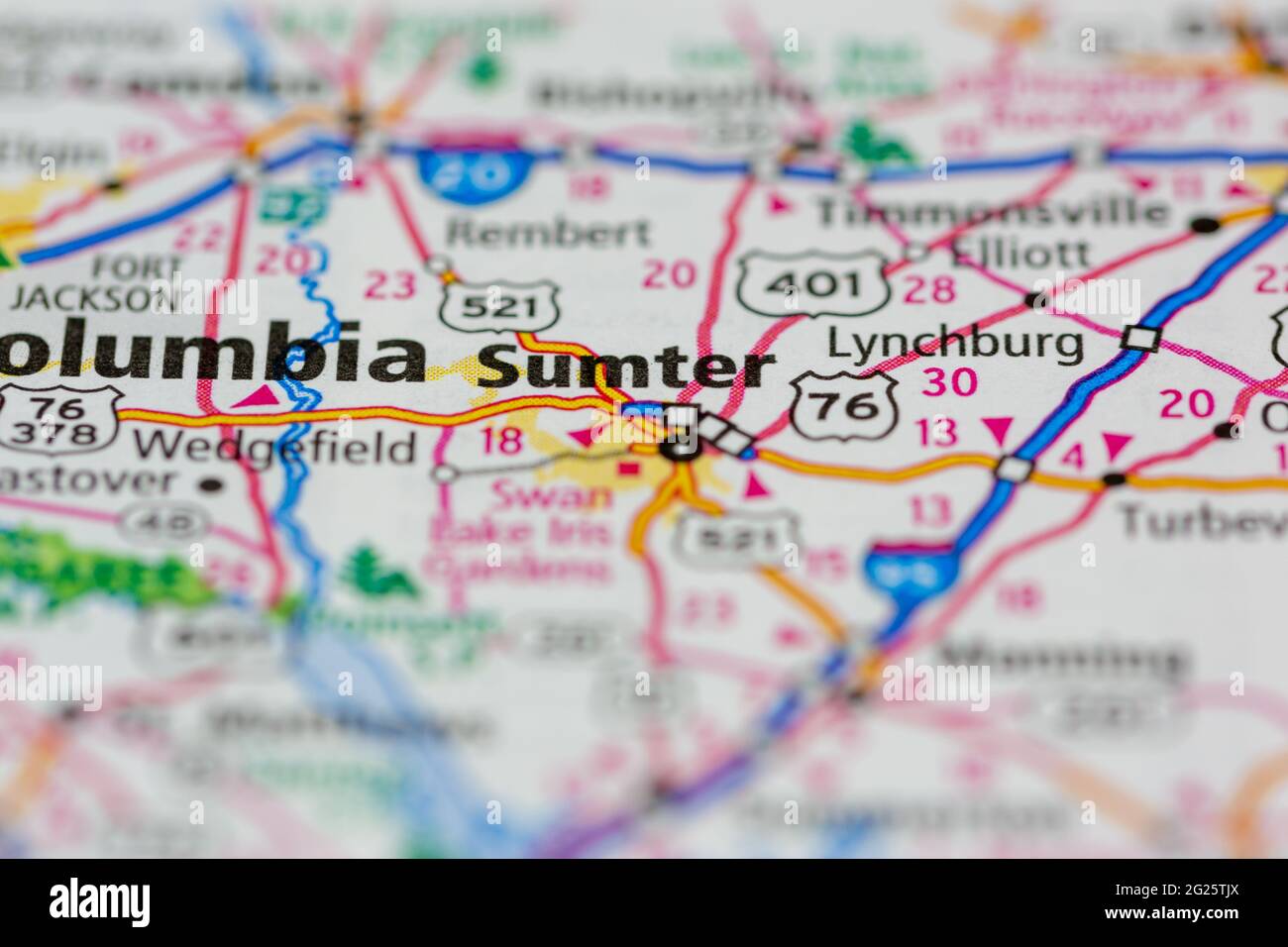 Sumter South Carolina USA Shown on a Road map or Geography map Stock ...