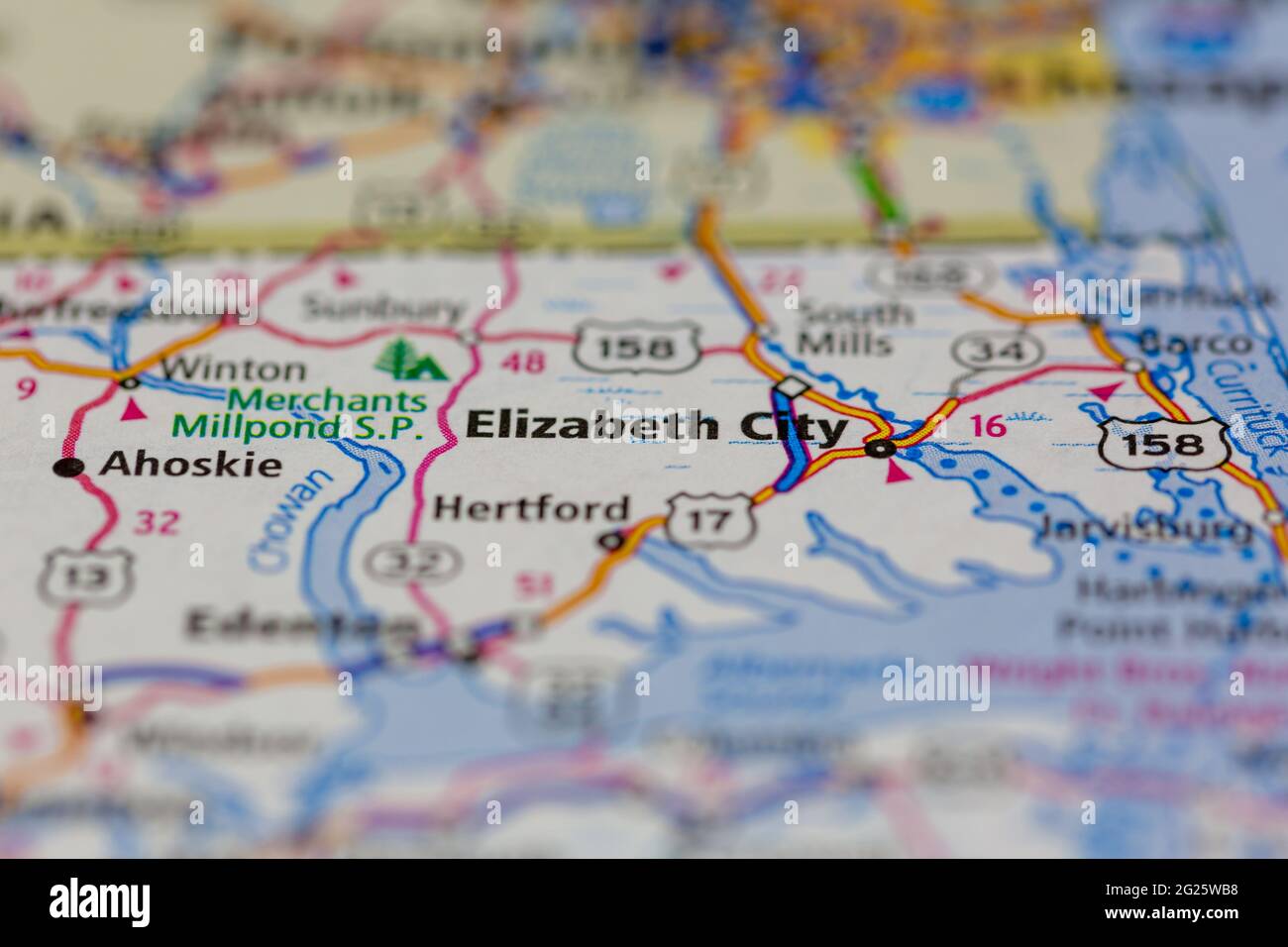 Elizabeth City South Carolina USA Shown on a Road map or Geography map ...