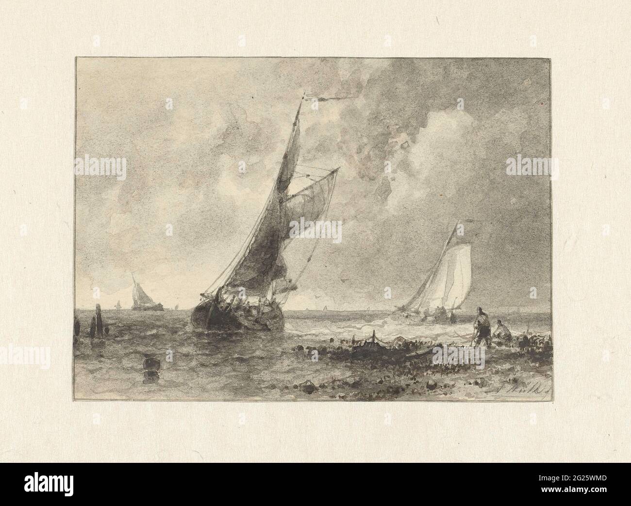 Some sailing ships off the coast Stock Photo - Alamy