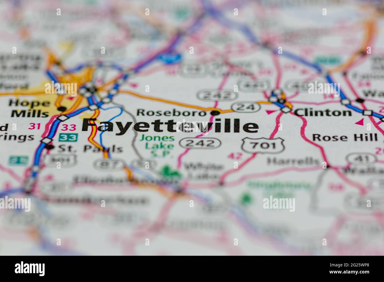 Fayetteville South Carolina USA Shown on a Road map or Geography map ...