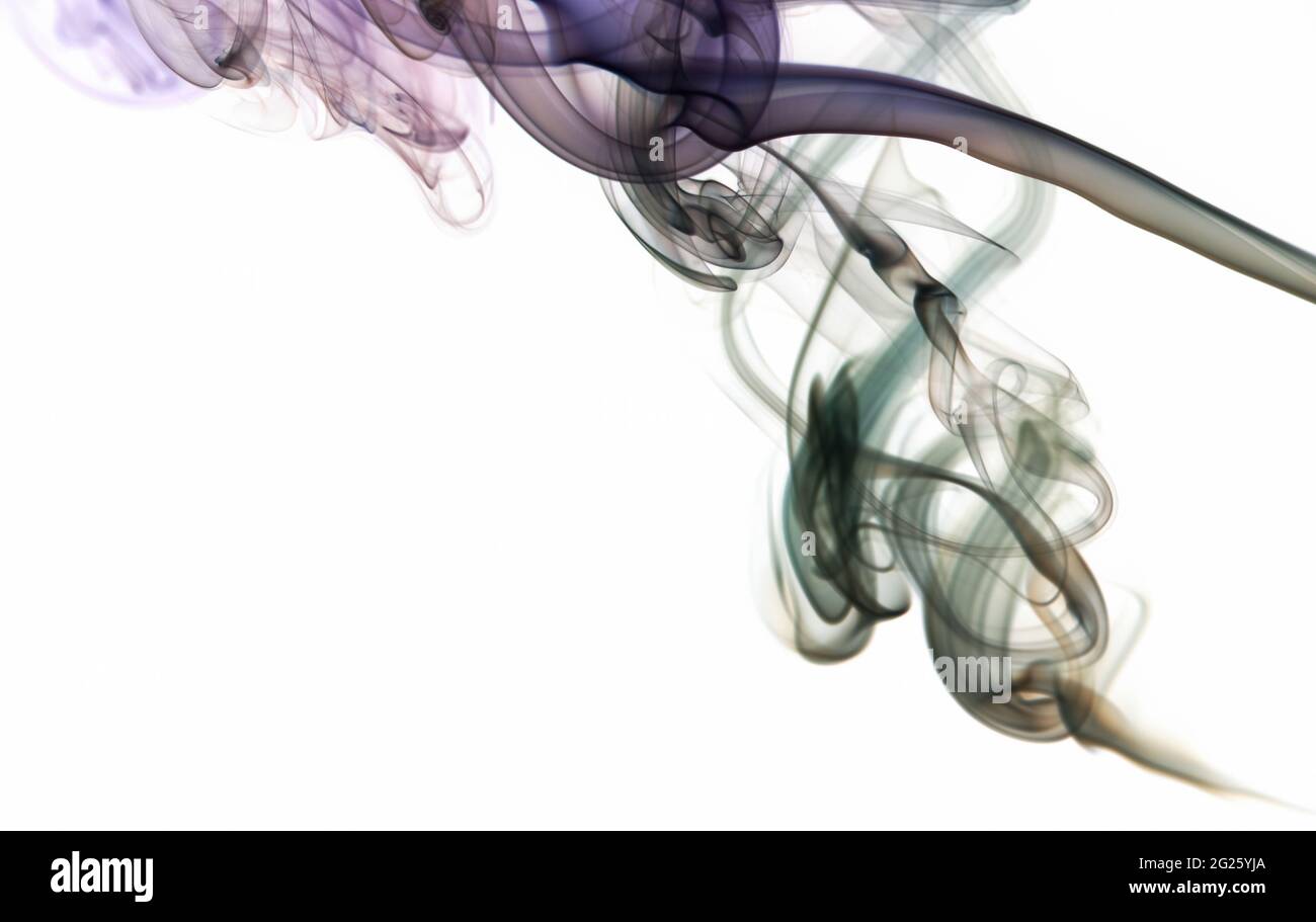 Purple and green light smoke shape background isolated on white ...