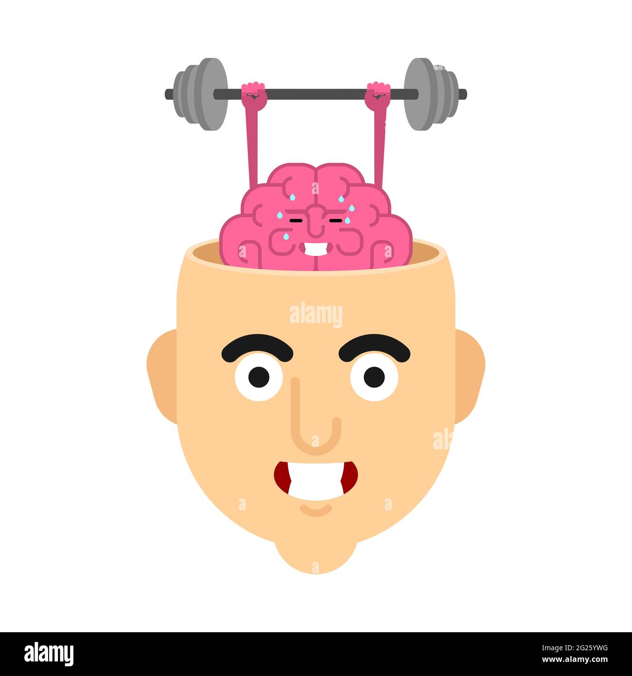 Head and Brain gym. Boost your brains. Brain and Barbell Stock Vector ...