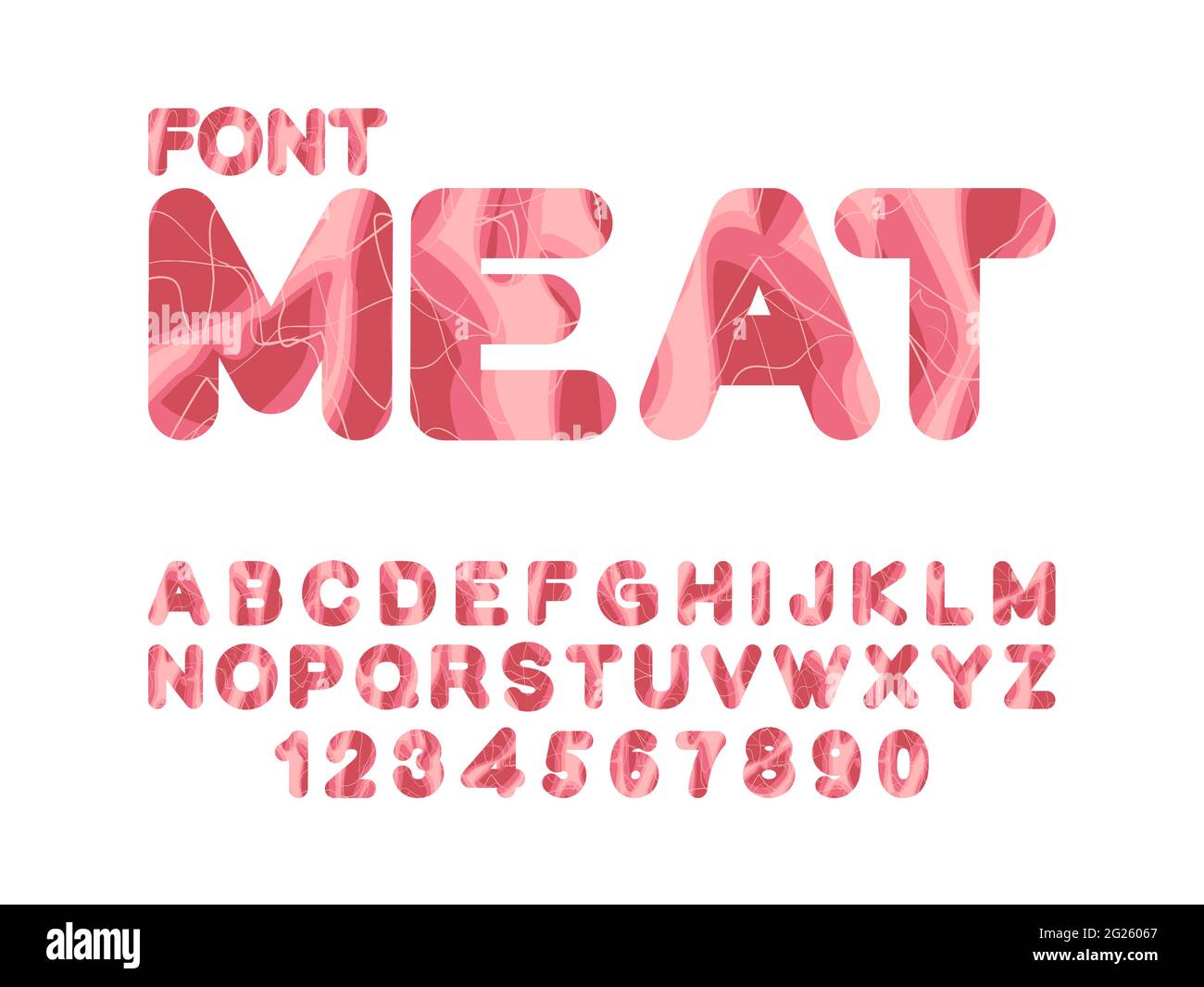 Meat Font Beef Abc Meat Letters Pork Alphabet Stock Vector Image